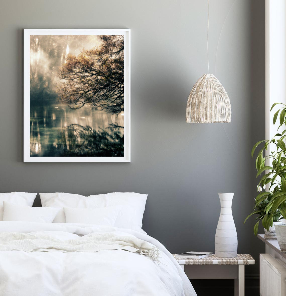 Misty Morning Lightnature Landscape Printtree Water - Etsy
