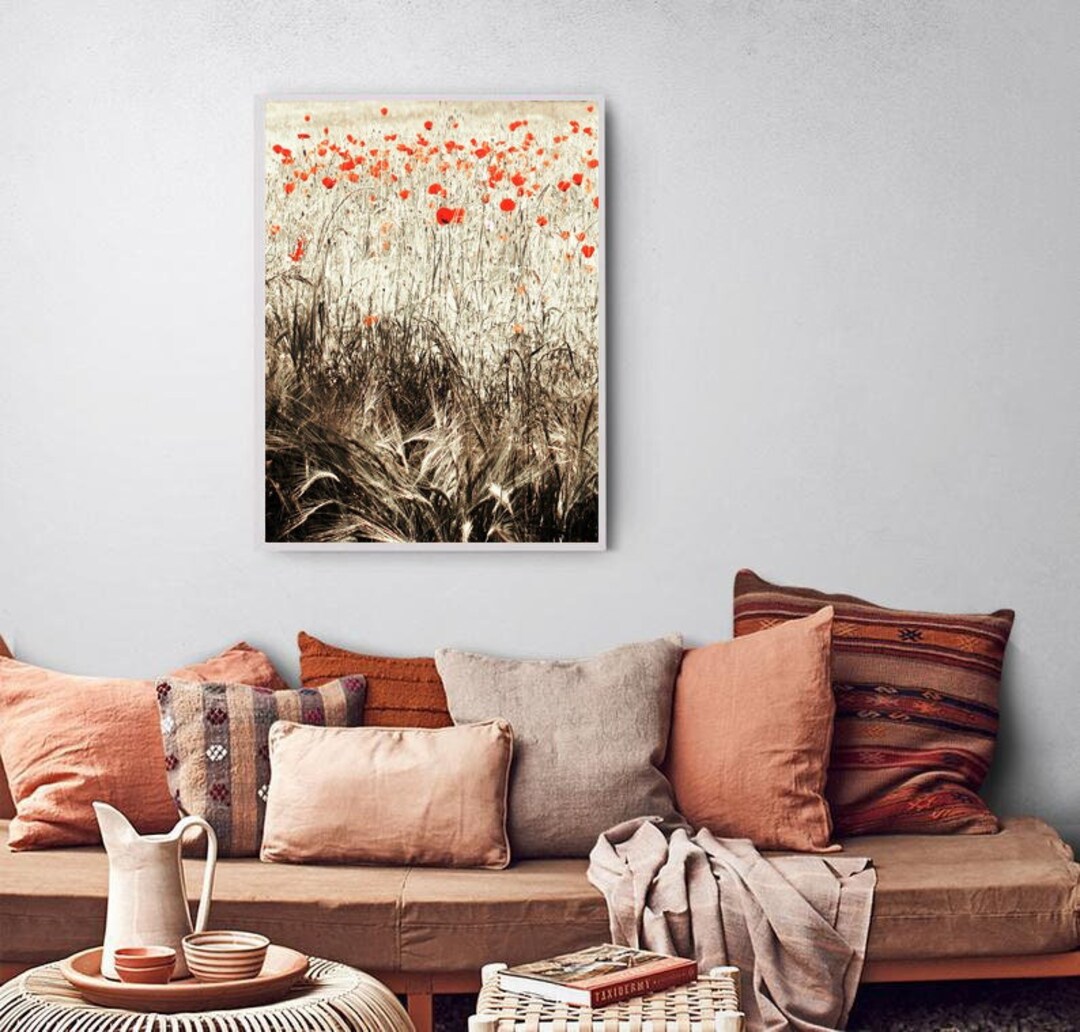 Poppy Print, Poppy Printable, Boho Floral Wall Art, Farmhouse Botanical ...