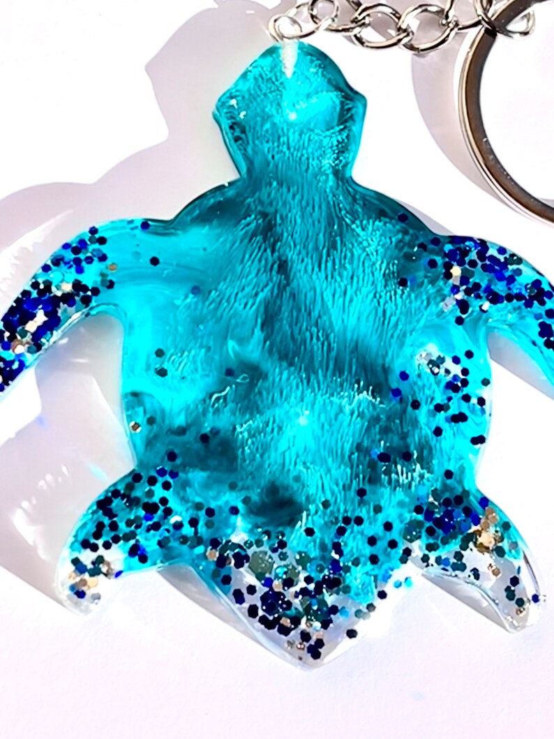 Sea Animal Key Ring in Blue/turquoise Resin and Glitter/for Sea Lovers ...