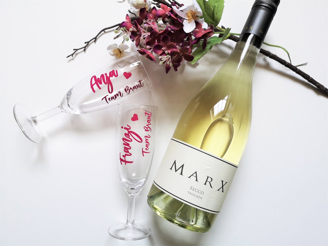Sticker for Champagne Glass / DIY Champagne Glass / Custom Text ...