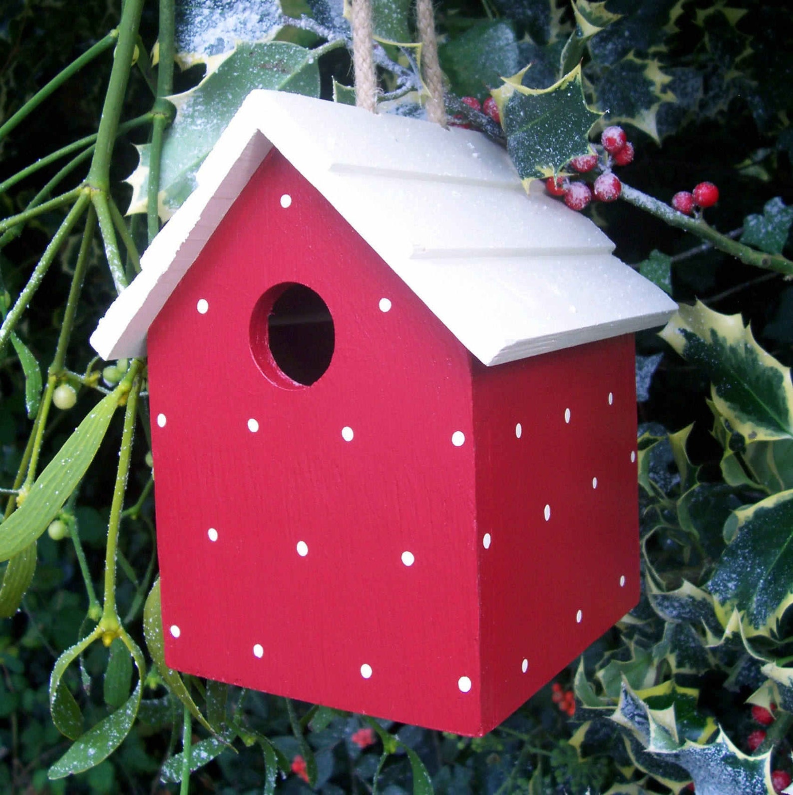 Red Spotty Birdhouse - Etsy