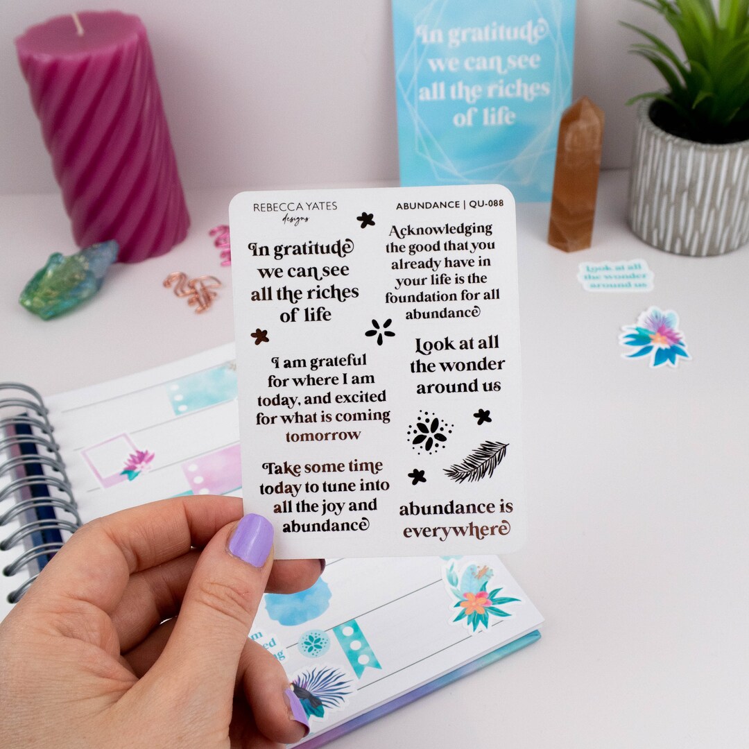 Inspiring and Motivational Quotes Sticker Sheet - Foiled Sticker Sheet ...