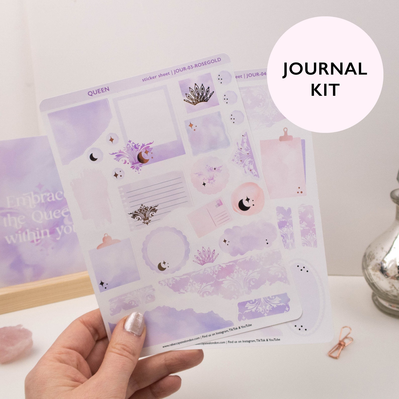 Queen - Journalling Sticker Kit. Decorative and Foiled Stickers for ...