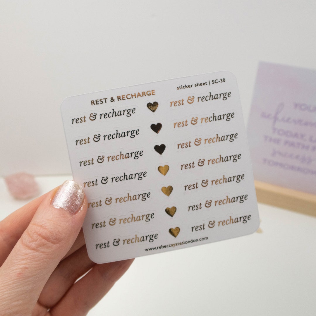 Rest & Recharge-deco Clear Matte Foiled Script Sticker Sheet ...