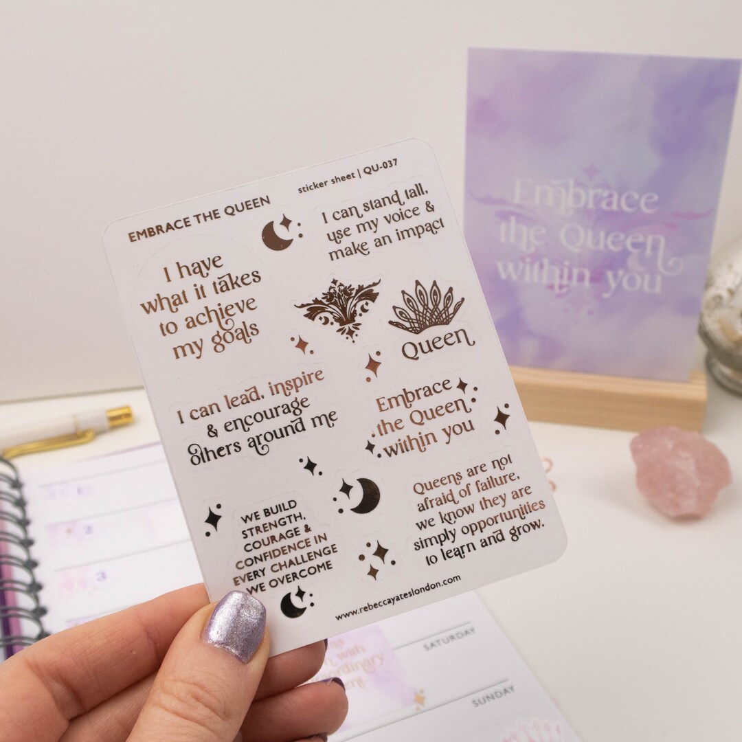 Foiled Inspiring Quote Sticker Sheet. Clear Overlay Stickers for ...