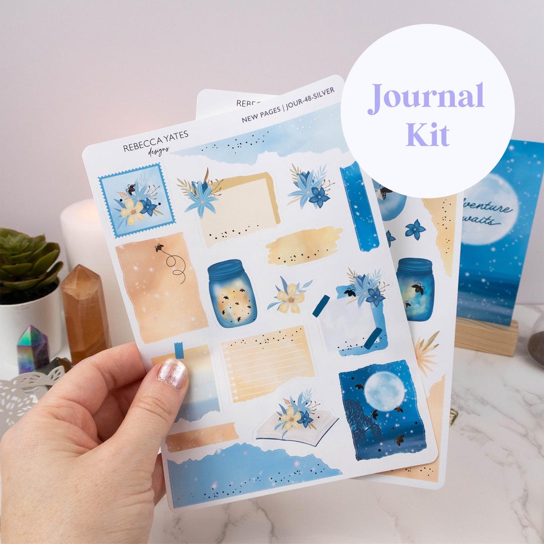 New Pages - Journalling Sticker Kit. Decorative and Silver Foiled ...