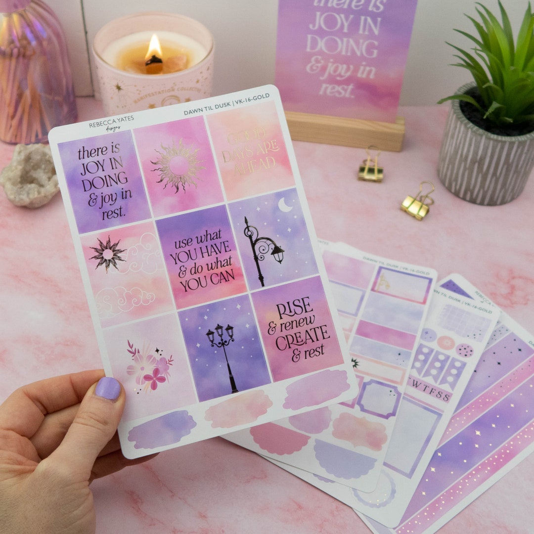 Dawn Til Dusk - Weekly Sticker Kit for Standard Vertical Planners. Gold ...