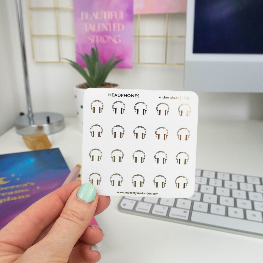 Foiled Icon Overlay Planner Sticker Sheet - Mini Headphones! Deco ...