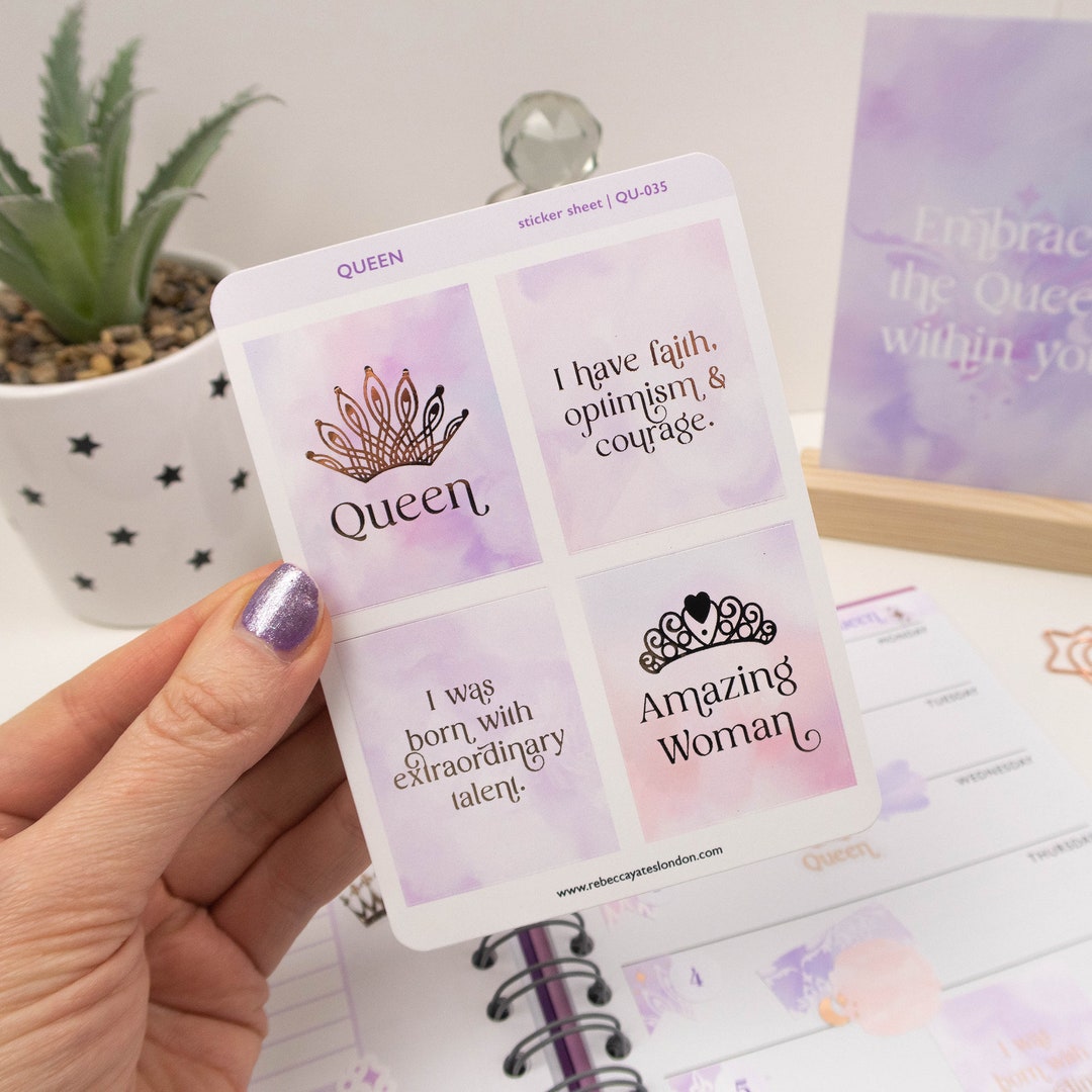 Queen! - Uplifting Quotes Sticker Sheet for Planners and Journals ...