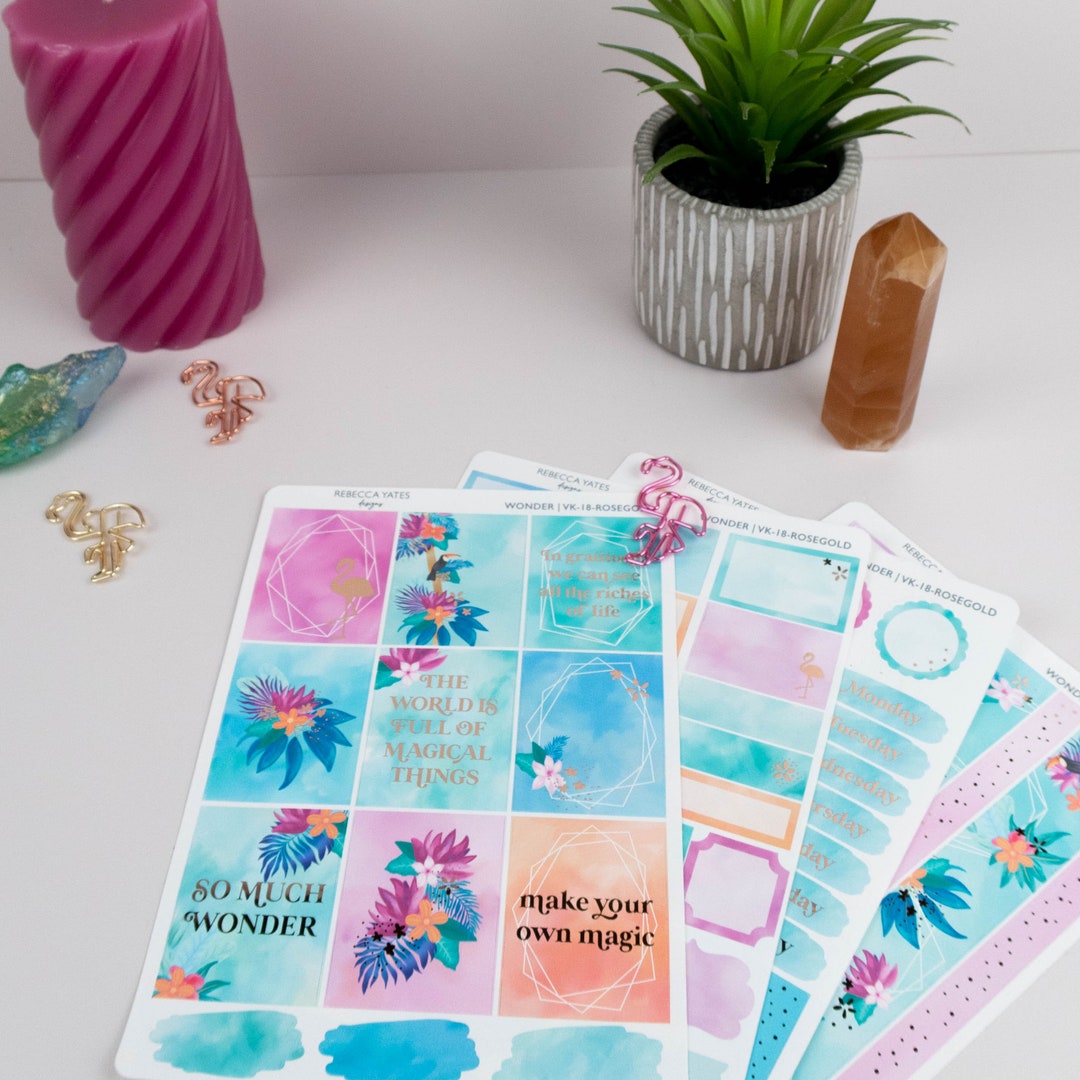 Wonder! - Weekly Sticker Kit for Standard Vertical Planners. Rose Gold ...