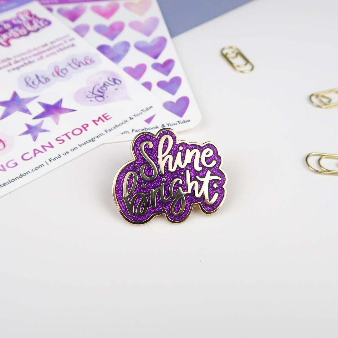 Shine Bright Enamel Pin Lapel Pin, Glitter Pin, Fashion Pin ...