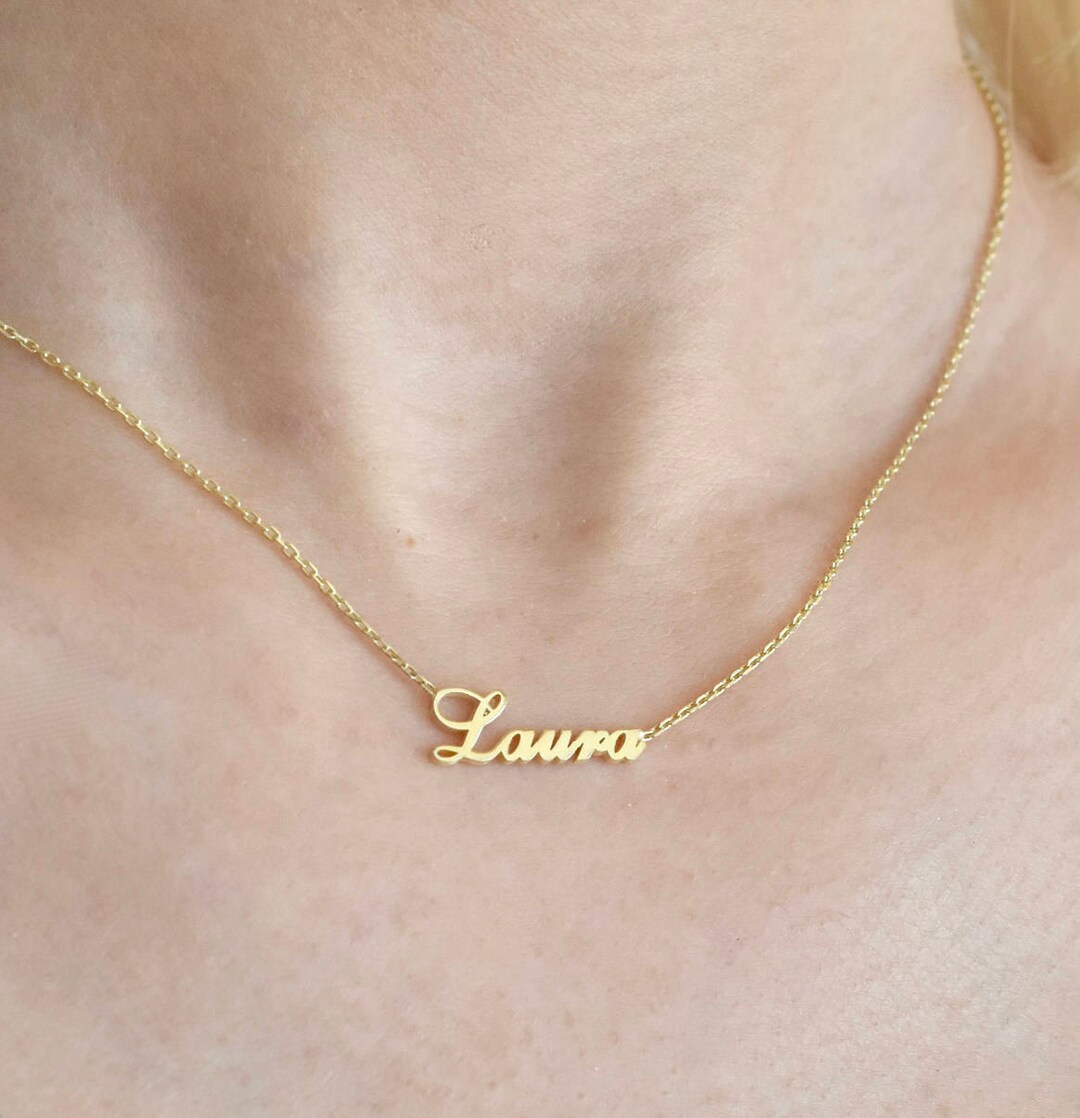 14k Solid Gold Name Necklace Name Necklace Gold Name - Etsy