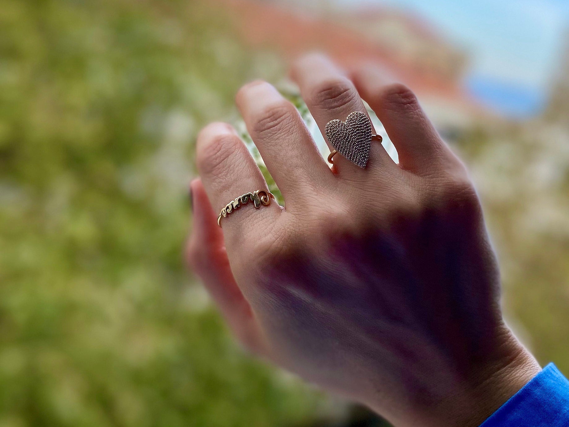 Heart Ring Pave Elongated Heart Ring Pave Diamond Heart | Etsy