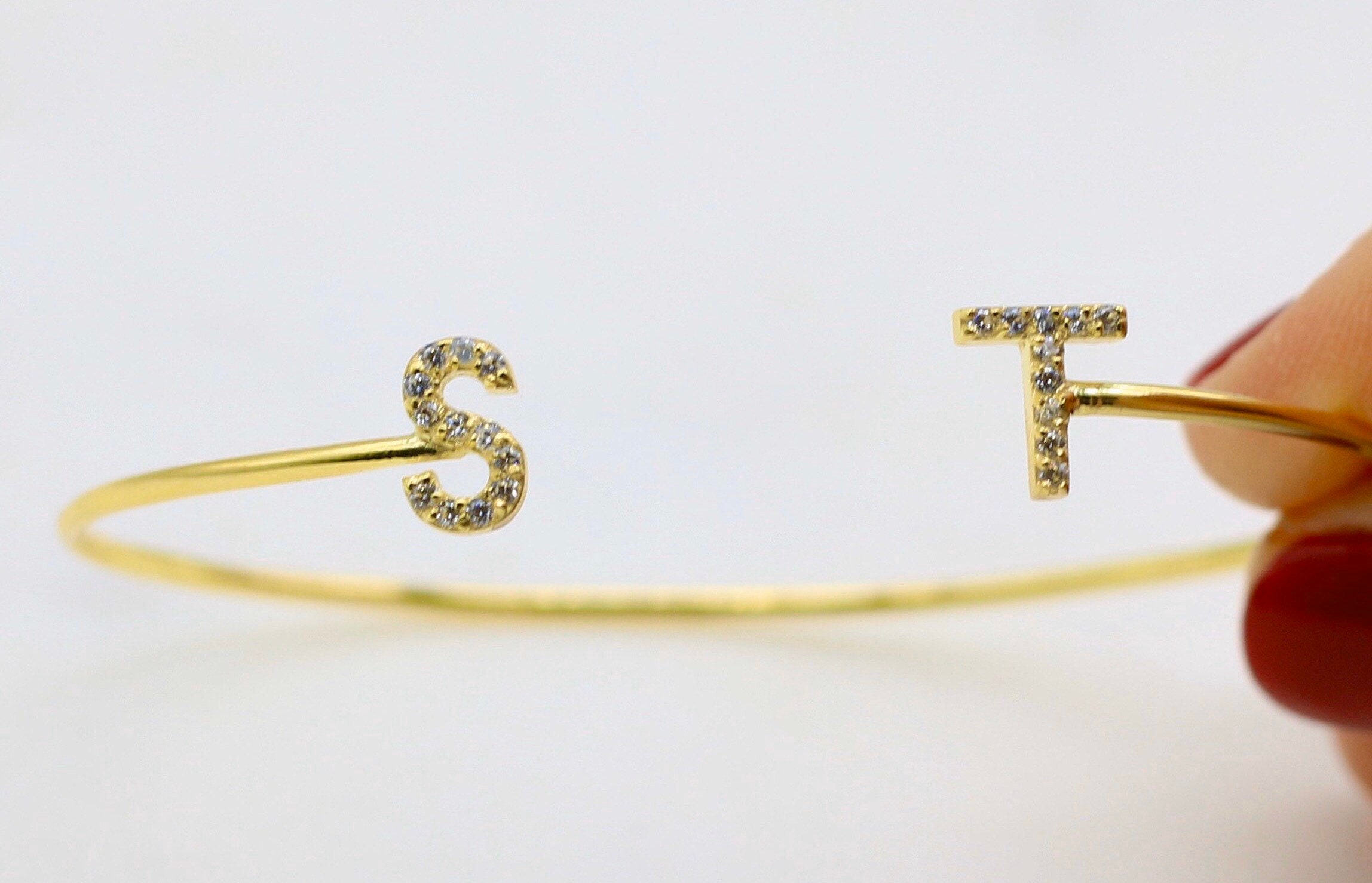 Pavé Letter Bracelet Custom Letter Bracelet custom Name | Etsy