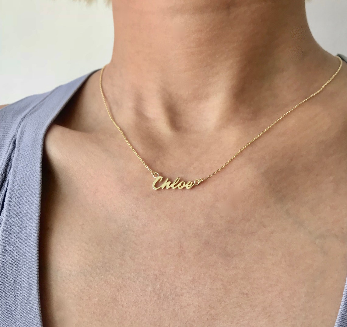 14k Solid Gold Name Necklace - Name Necklace - Gold Name Necklace ...