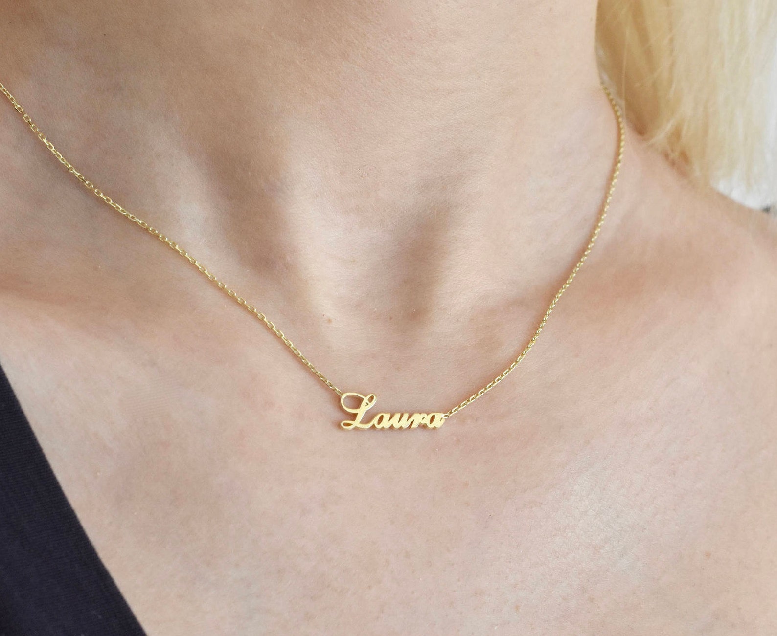 14k Solid Gold Name Necklace - Name Necklace - Gold Name Necklace ...