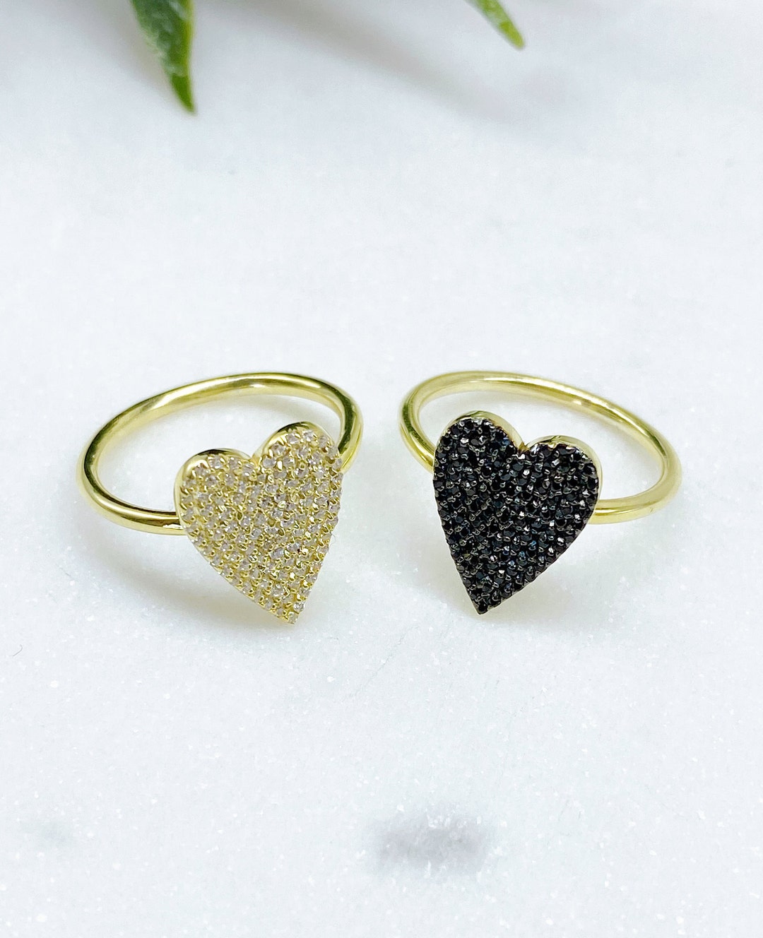 Heart Ring Pave Elongated Heart Ring Pave Diamond Heart Shape Ring ...