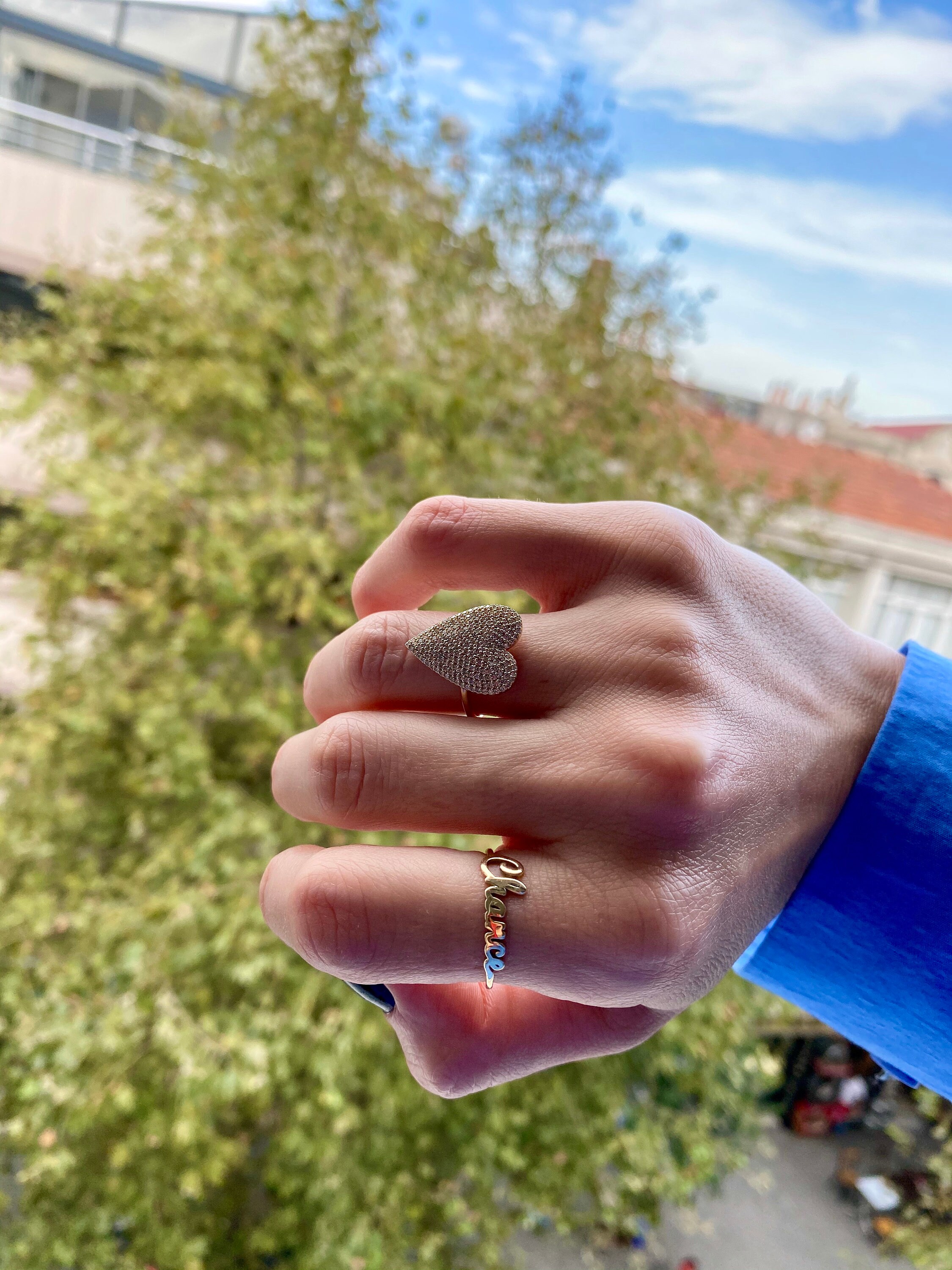 Heart Ring Pave Elongated Heart Ring Pave Diamond Heart | Etsy