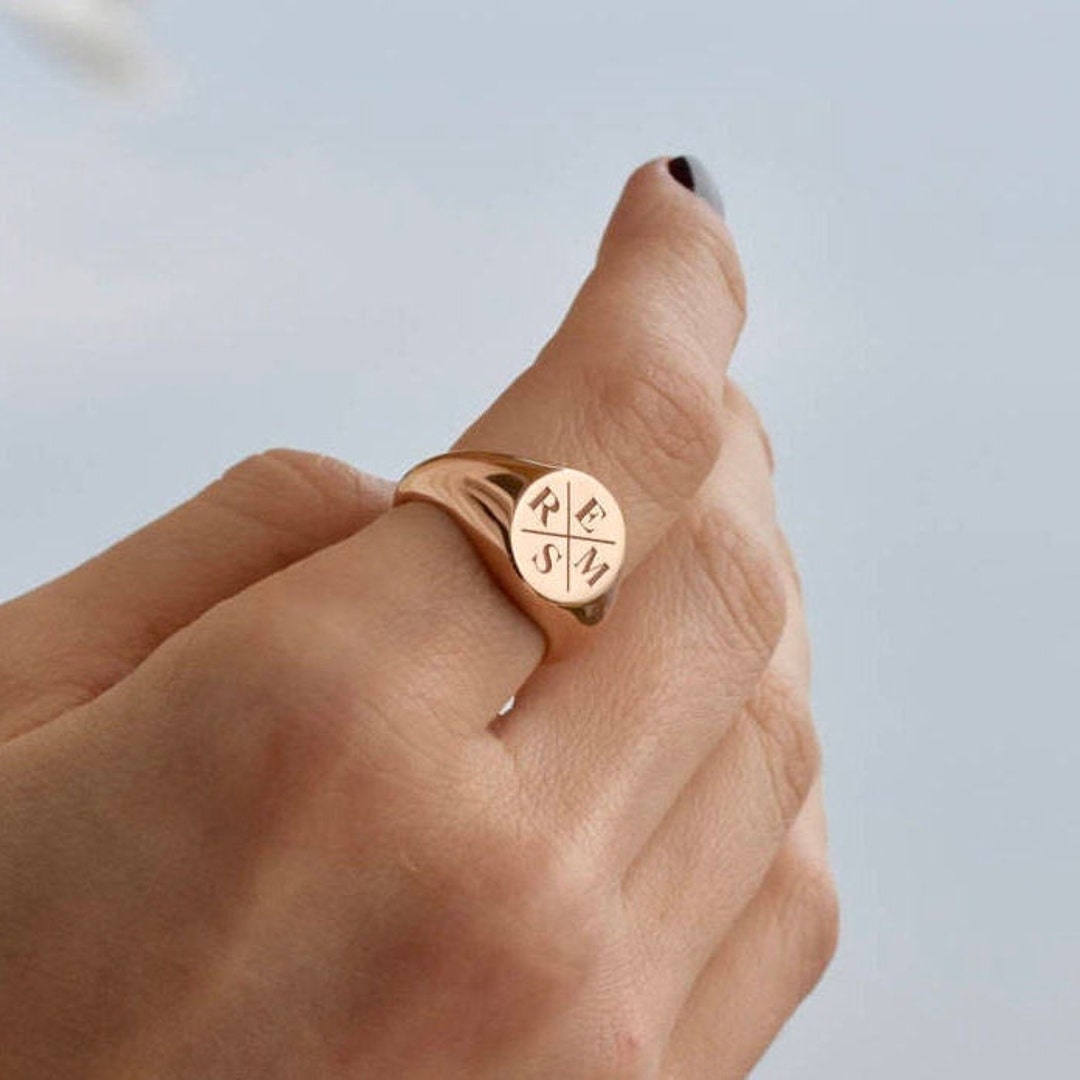 Family Signet Ring - Personalized Signet Ring - Signet Ring - Gold ...