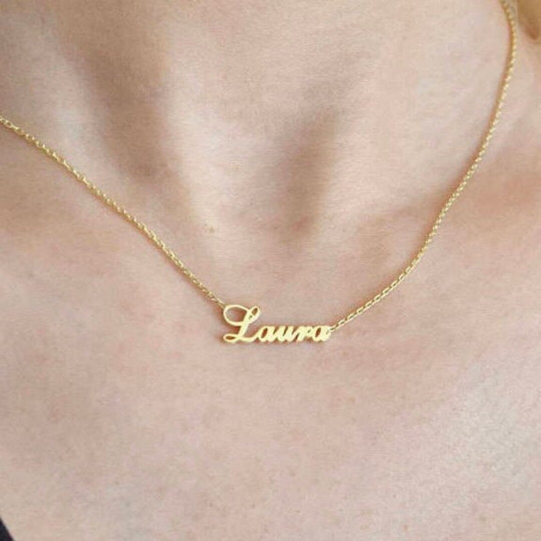 14k Solid Gold Name Necklace , Gold Name Necklace , Personalized ...