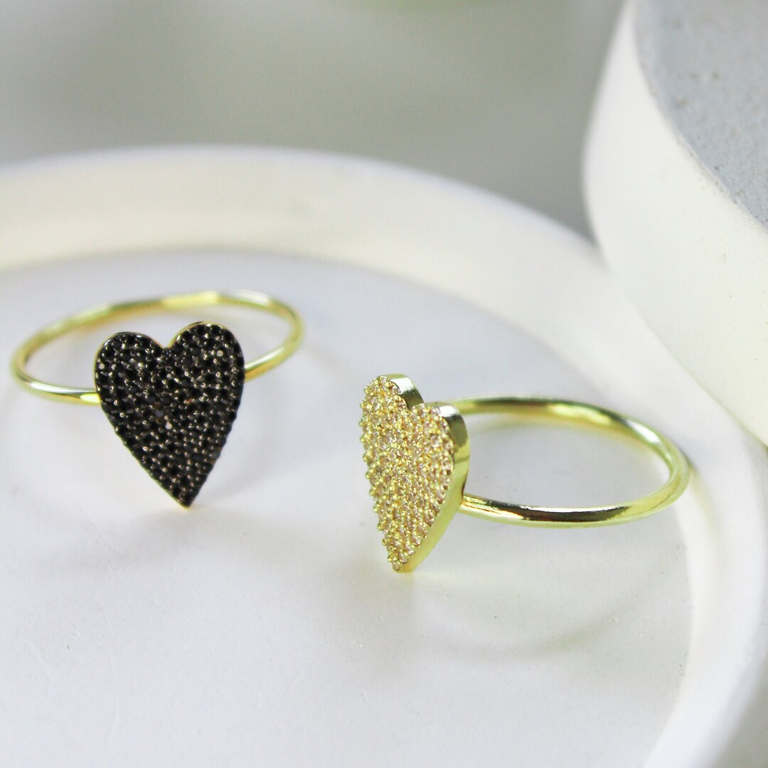 Heart Ring - Pave Elongated Heart Ring - Pave Diamond Heart Shape Ring ...