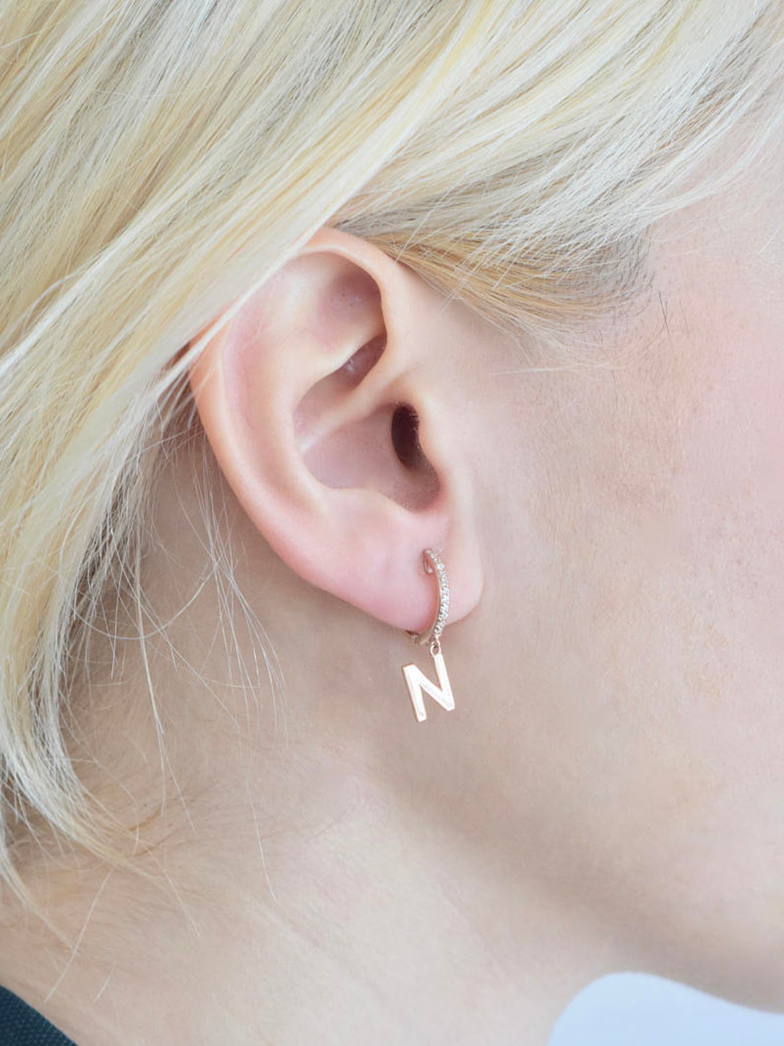 Dangle Initial Earring Drop Letter Earring Gold Initial Earring ...