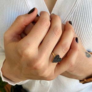 Heart Ring - Pave Elongated Heart Ring - Pave Diamond Heart Shape Ring ...