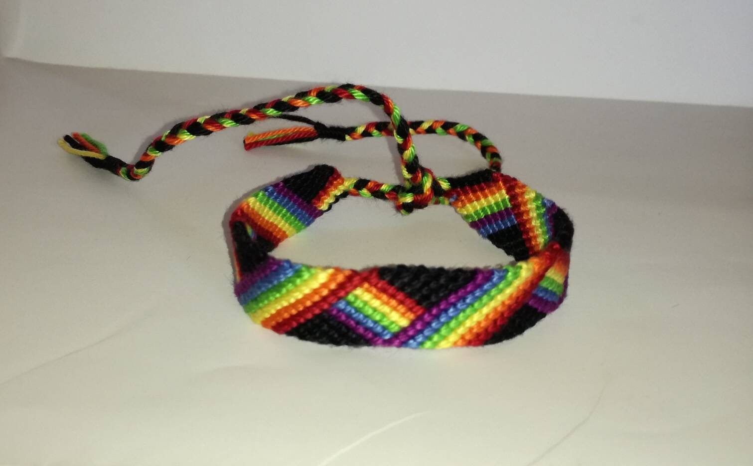 Zigzag Friendship Bracelet Rainbow Knotted Bracelet Custom | Etsy