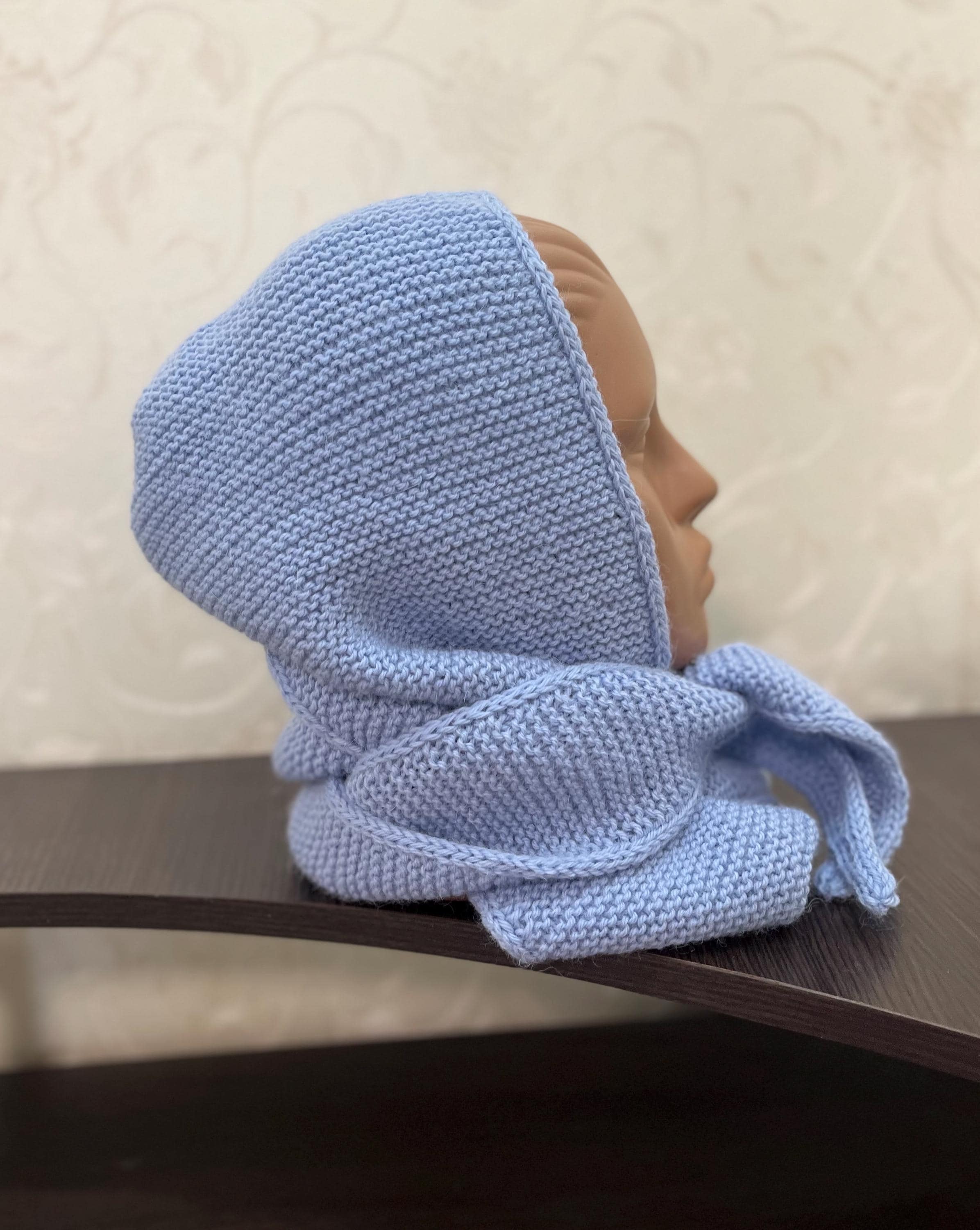 Sophie Hood, Handknitted Scarf, Blue Sophie Scarf, Hand Knit Sophie ...