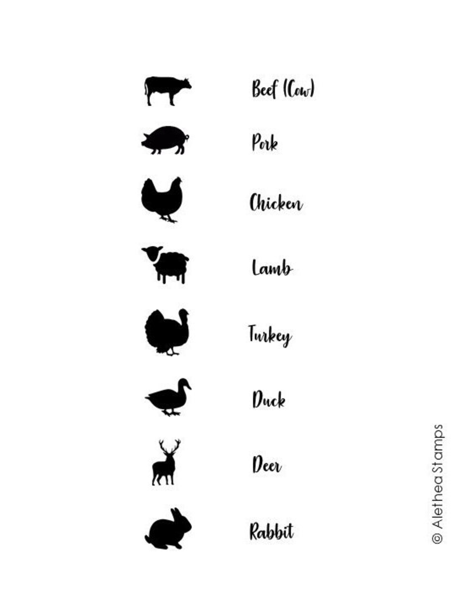 MEAT ICONS STAMPS Meal Choice Stamps Meal Options Stamps | Etsy