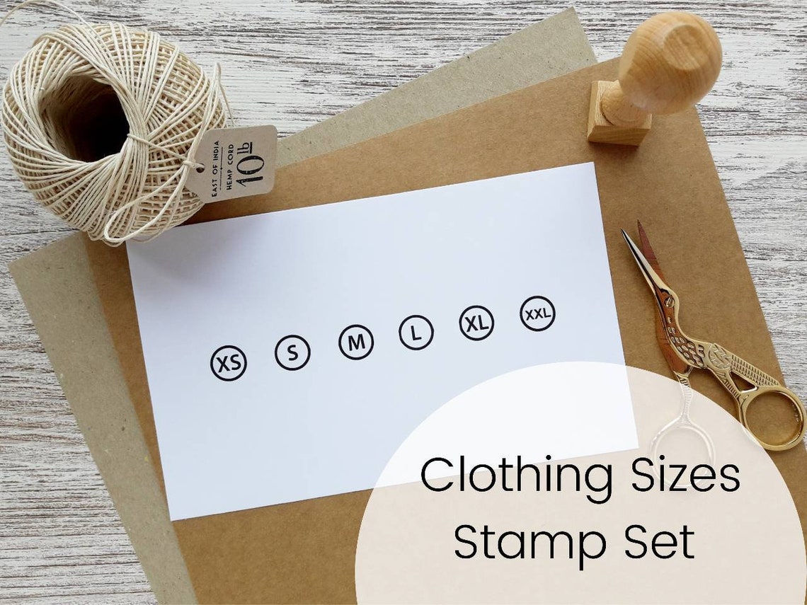CLOTHING SIZES Label Stamp Set Mini Sizing Stamps Handmade - Etsy