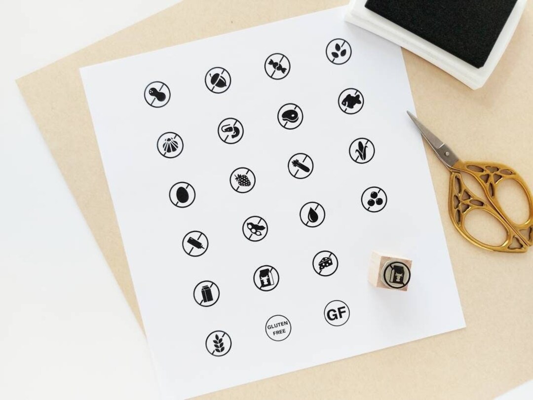 FOOD ALLERGY Icons Stamps, Food Allergies Stamp, Entrée Choice Cards ...