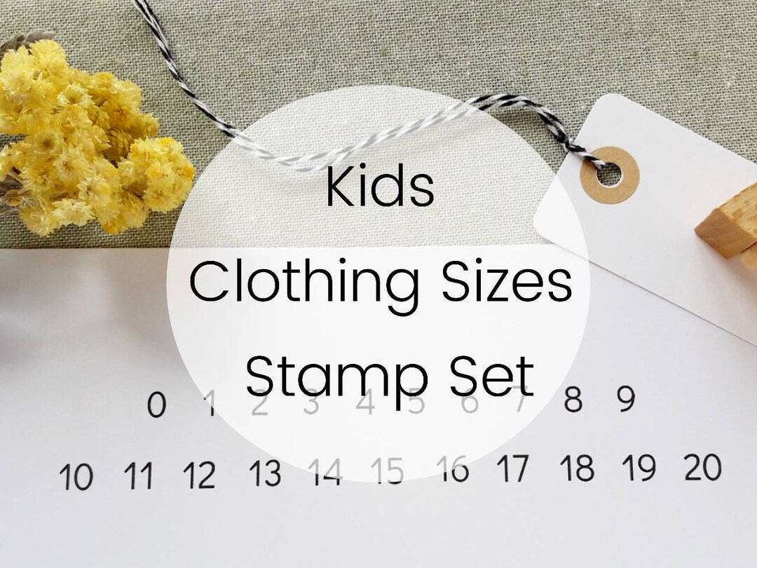 KIDS CLOTHING SIZES Stamps, Numbers Rubber Stamps Set, Children Clothes ...