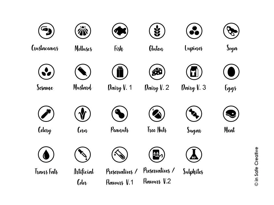 ALLERGENS Symbols Stamps Contains Allergens Stamps Food | Etsy