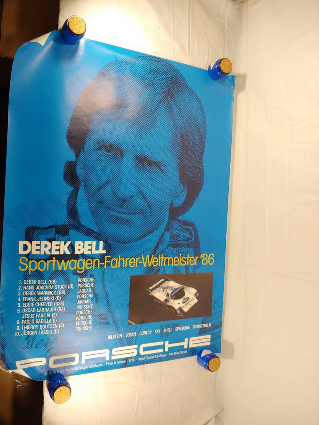 Vintage Porsche Derek Bell Sportwagen Fahrer Weltmeister 1986 Poster - Etsy