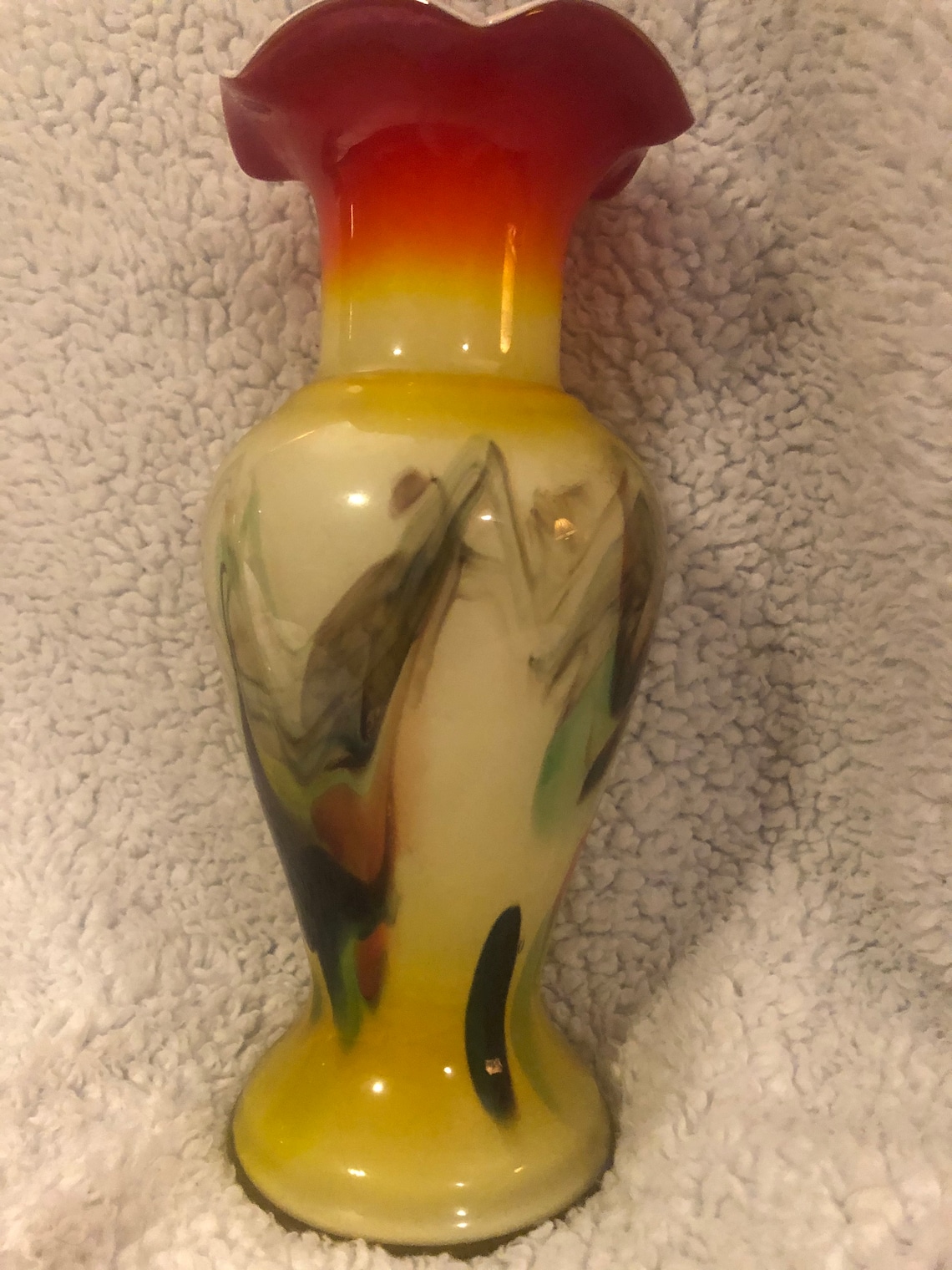 Snowflake China Art Glass Vase Hand Blown - Etsy