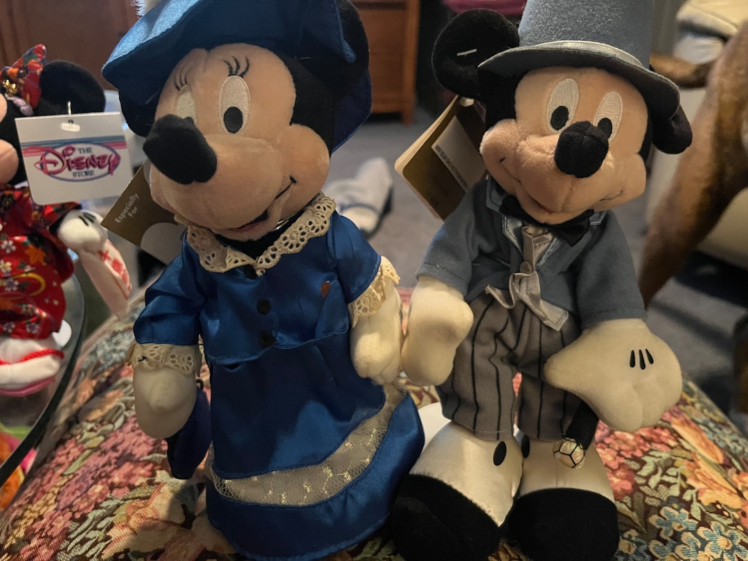 Walt Disney World Victorian Mickey and Minnie Plush With Stands. - Etsy
