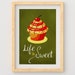 Life is Sweet Sign, Green Printable Kitchen Decor, Cupcake Print ...