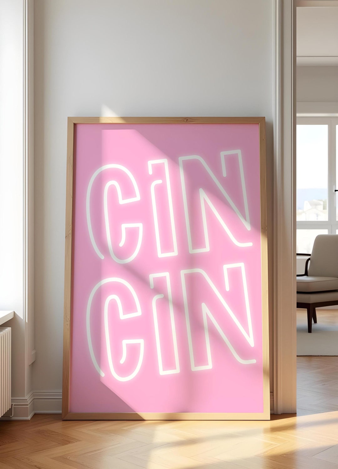 Cin Cin Neon Sign Print Pink Bar Cart Decor College Apartment Decor ...