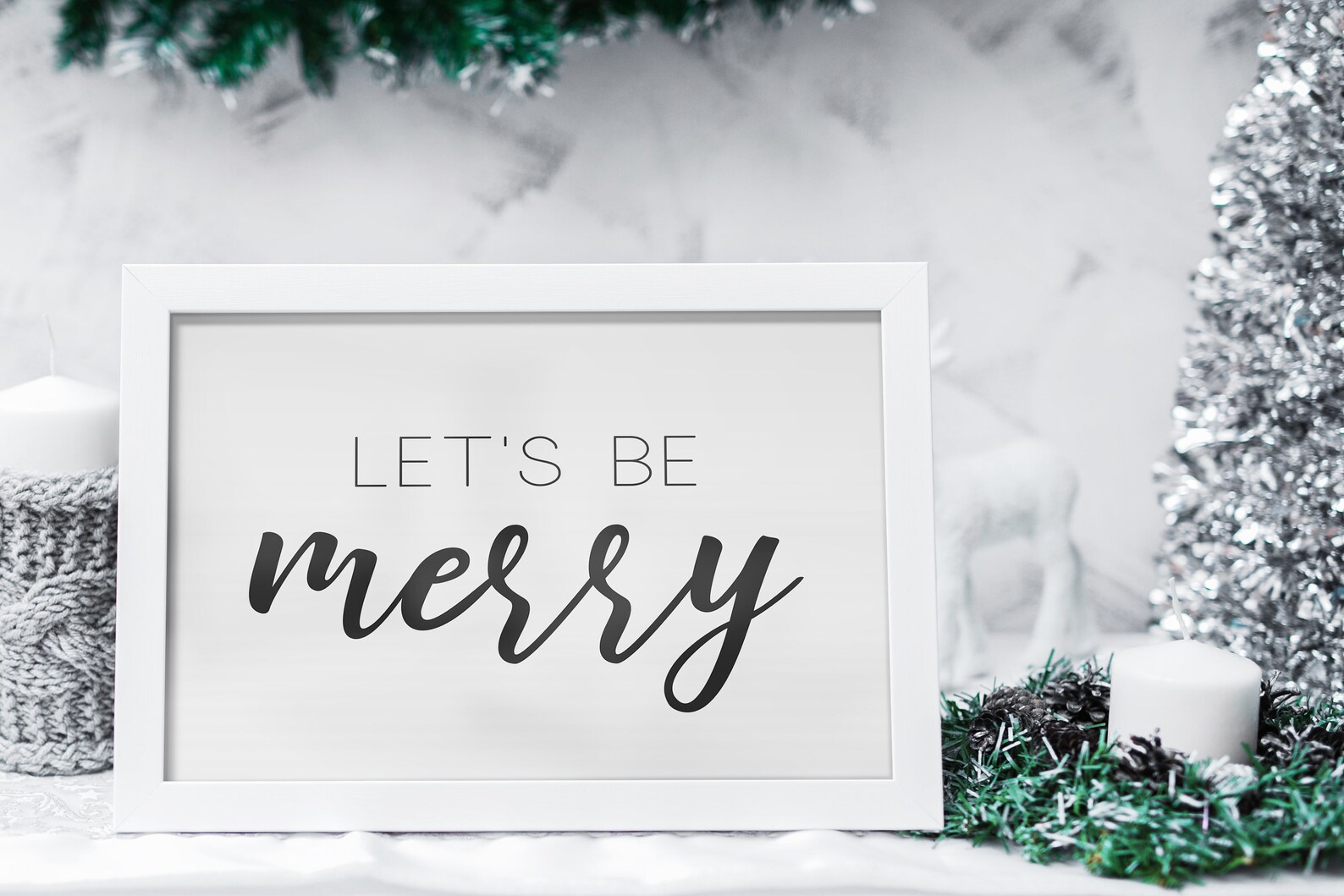Let's Be Merry Sign, Christmas Decor, Printable Wall Hanging, Let's Be ...