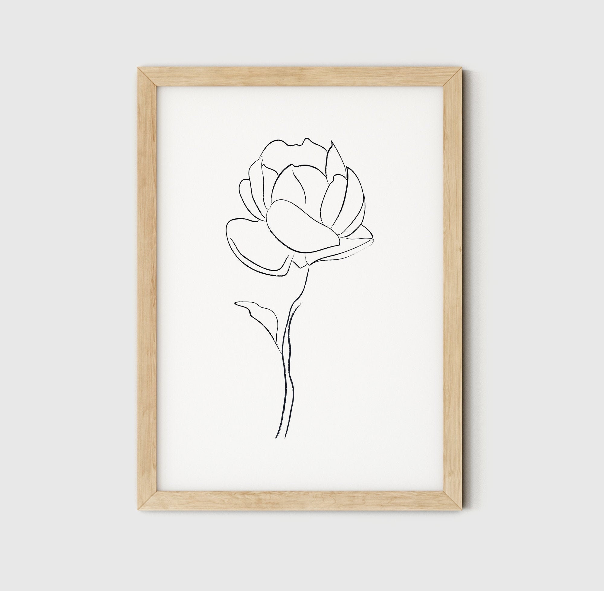 Flower Line Art Print Botanical Artwork Printable Wall Art - Etsy