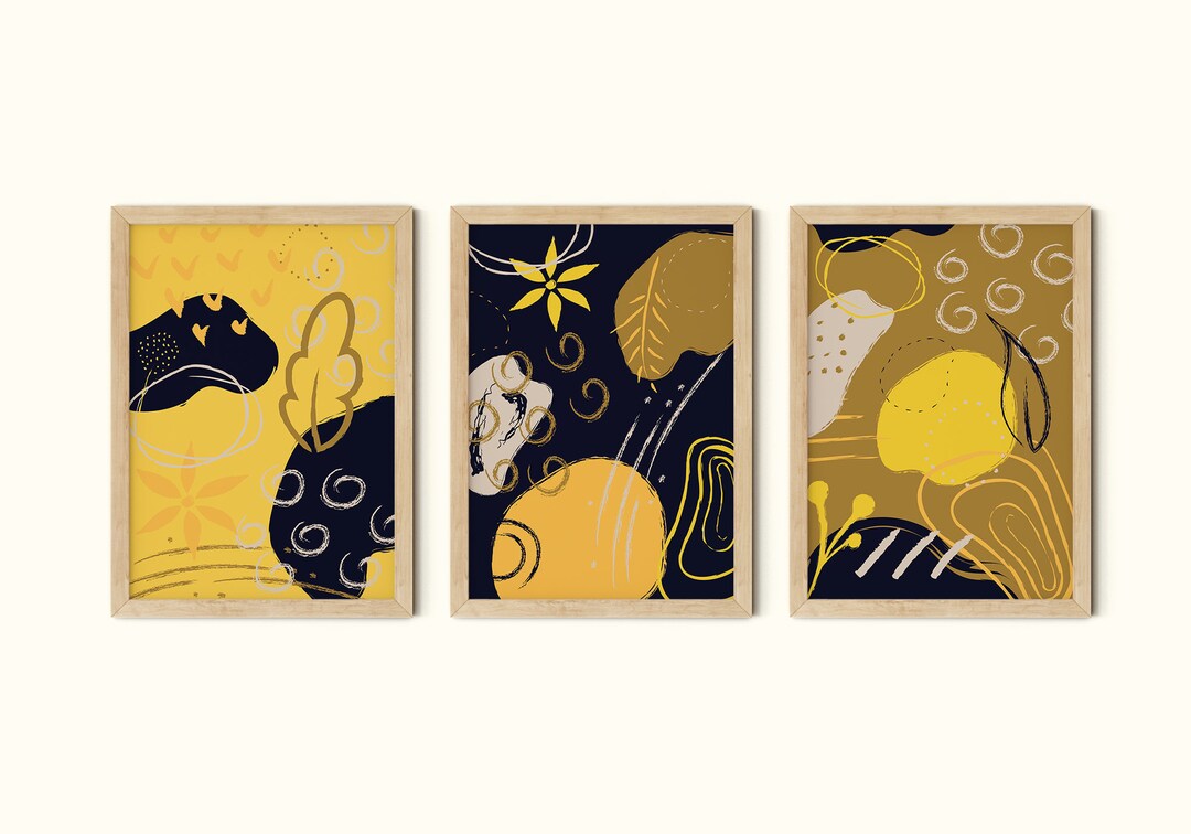 Abstract Digital Download Art, Set of 3 Prints, Printable Wall Art, 3 ...