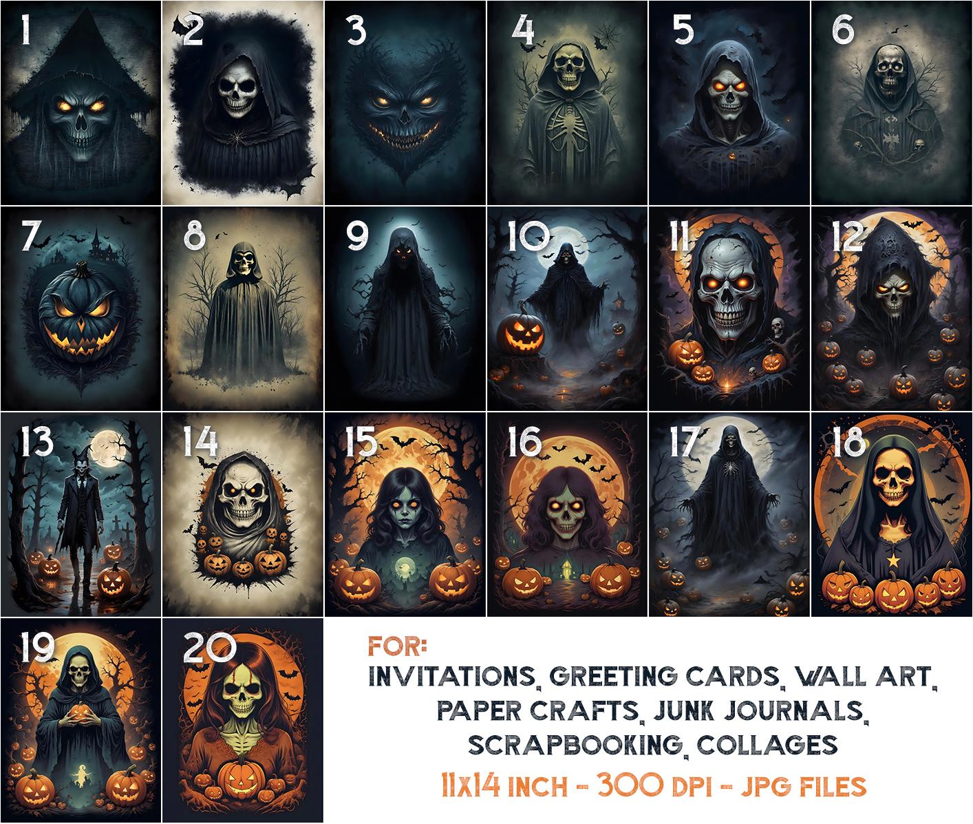 Horror Halloween Backgrounds Bundle Commercial Use, Printable Creepy ...