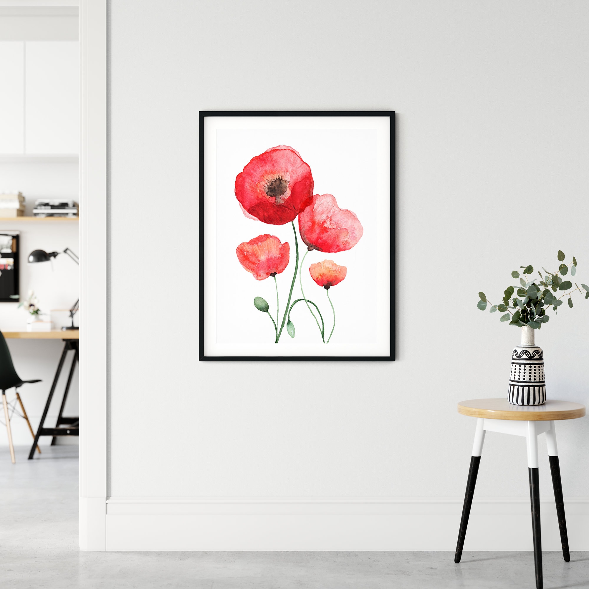 Flower Art Print Poppy Print Instant Download Watercolor - Etsy