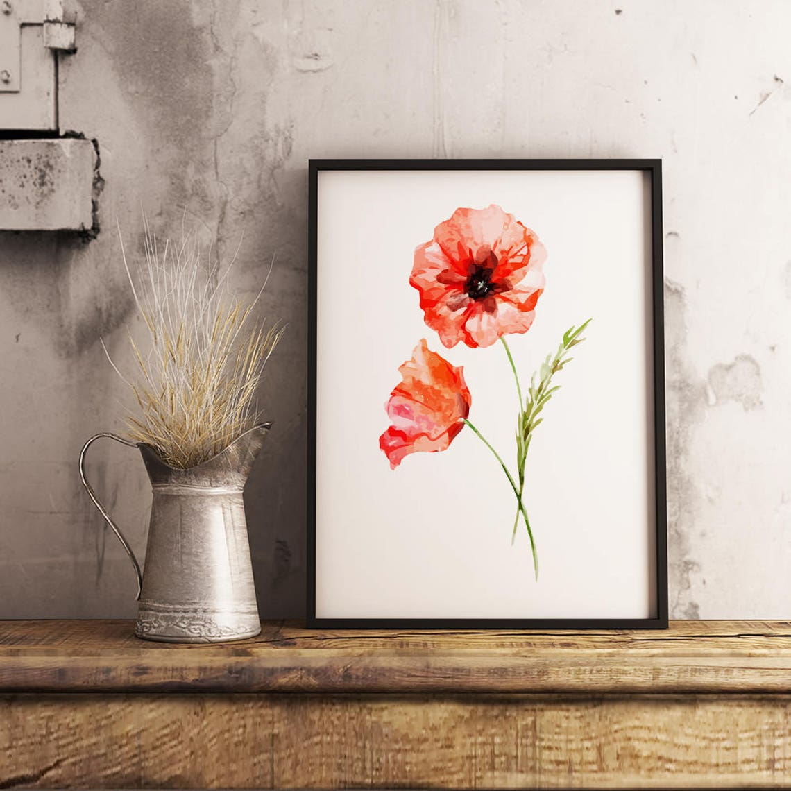 Red Poppy Wall Art Print Botanical Print Set of 2 Red - Etsy