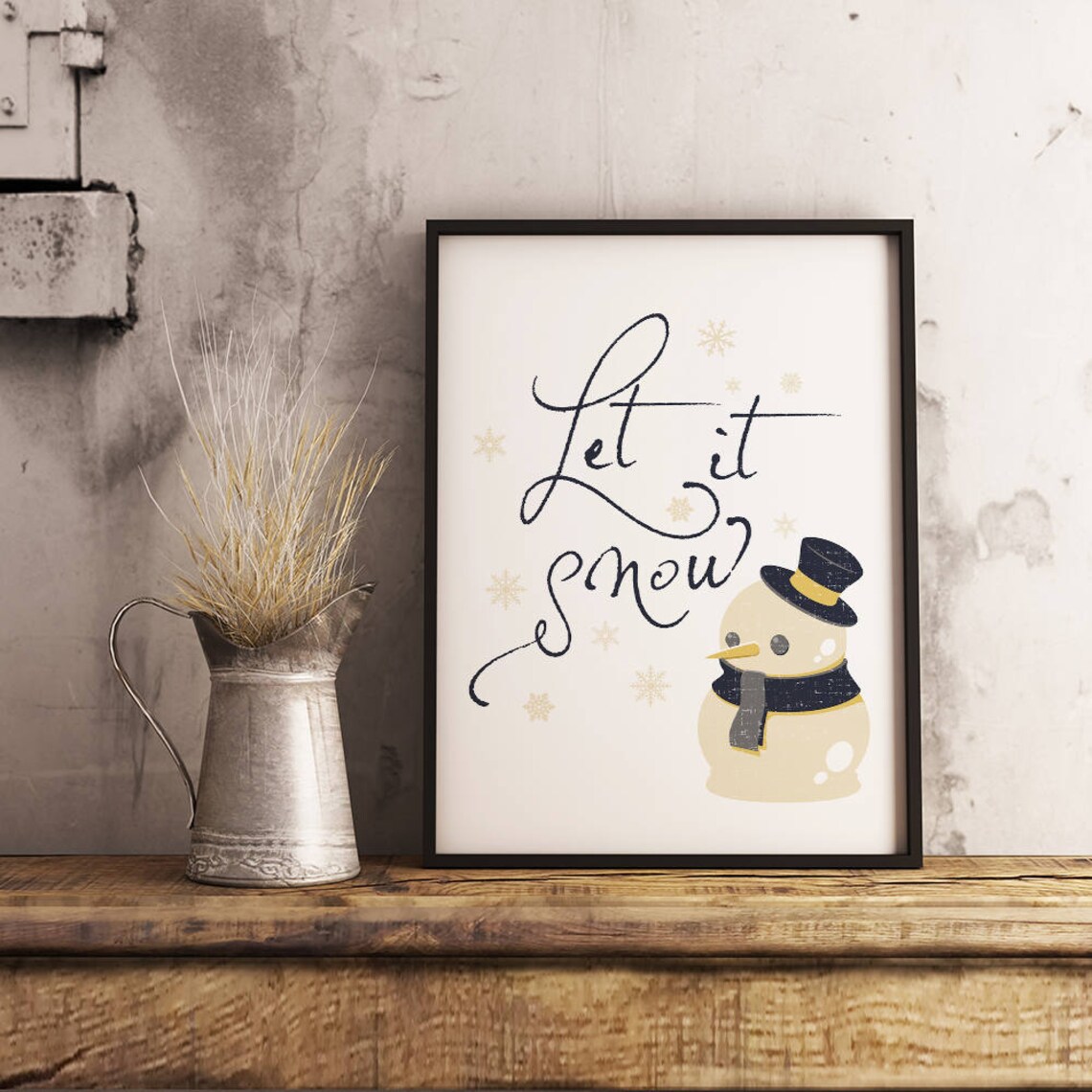 Let It Snow Sign Christmas Printable Art Snowman Christmas - Etsy