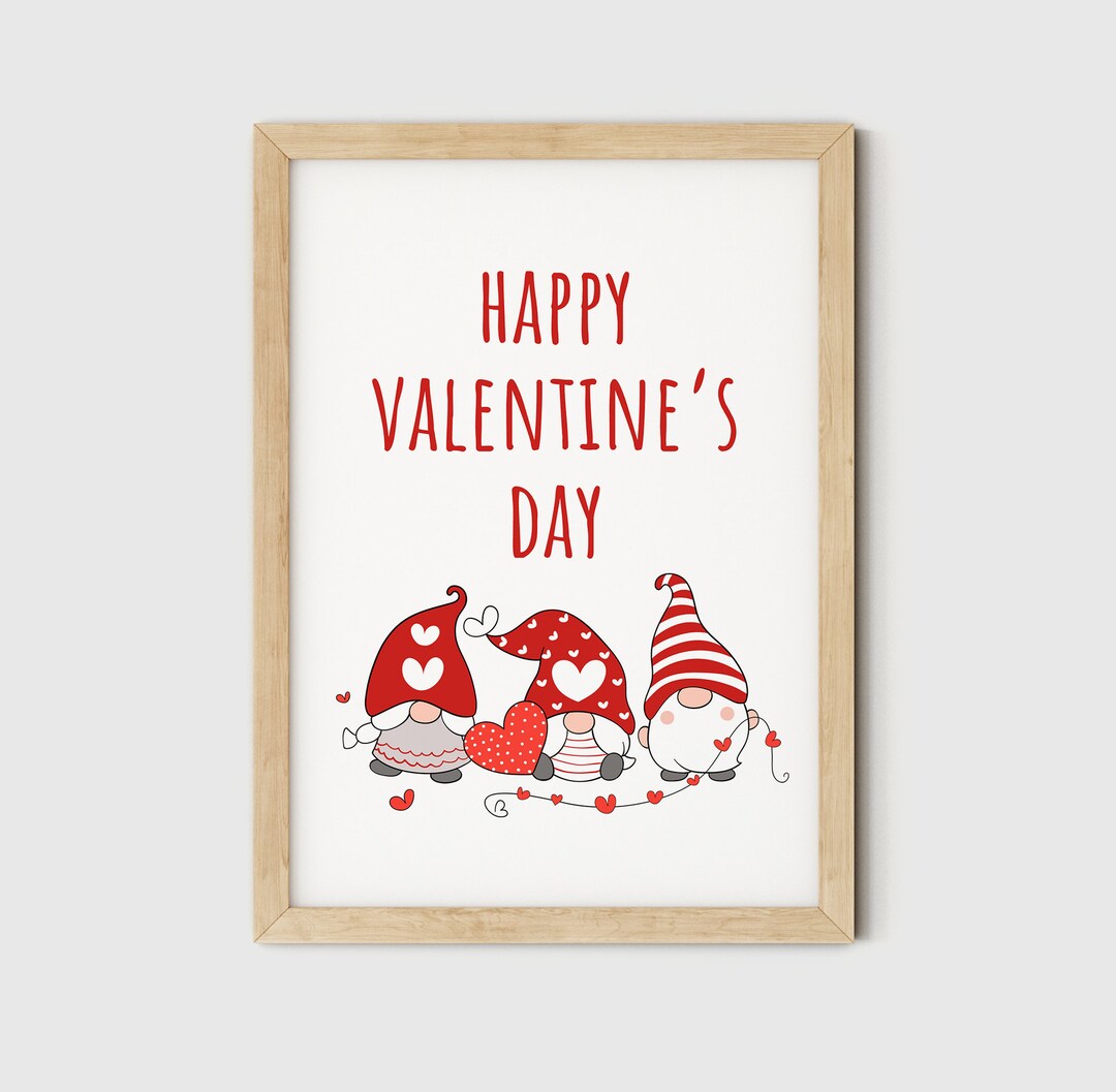 Gnome Valentines Day Card Printable, Valentines Day Gift, Love ...
