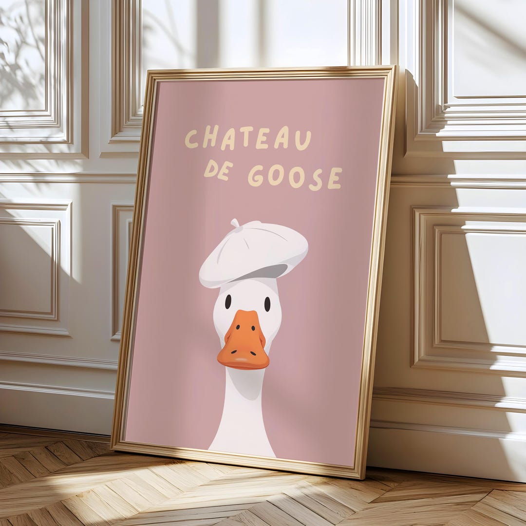 French Goose Wall Art Chateau De Goose Print Funny Kitchen Decor ...