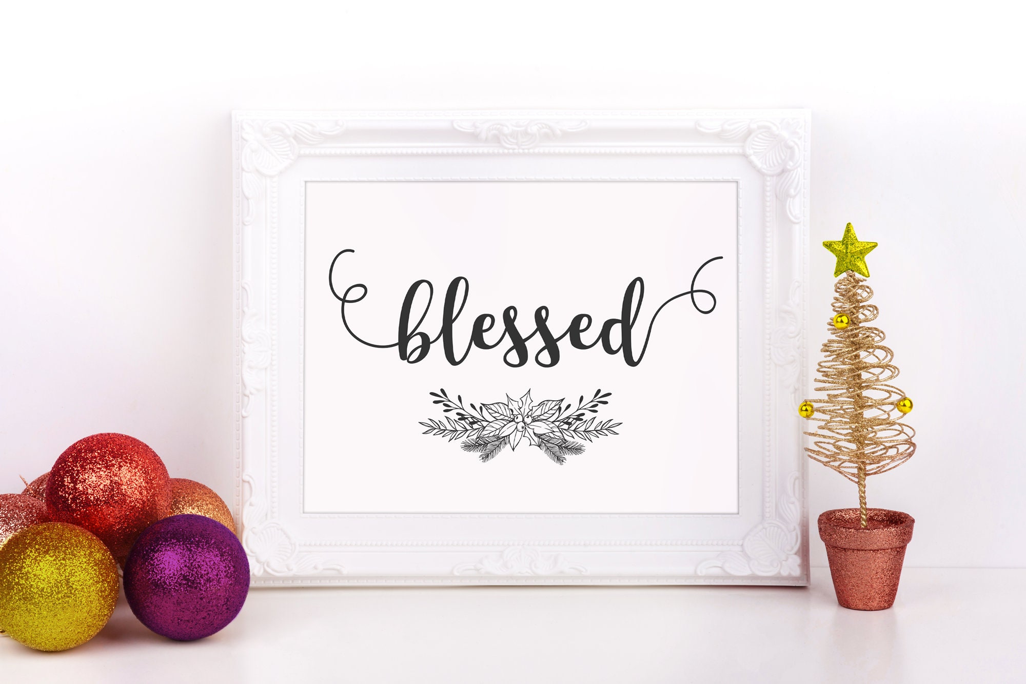 Blessed Sign, Christmas Printable Wall Art, Holiday Decor, Family Sign ...