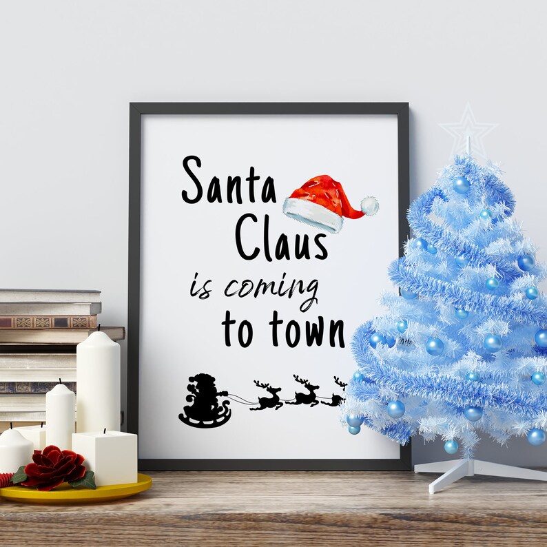 Santa Claus is Coming to Town Sign Christmas Printable - Etsy